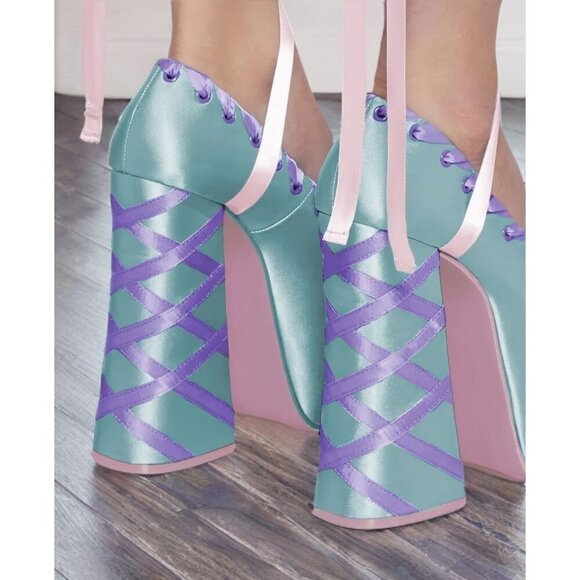 Sugar Thrillz | Shoes | Sugar Thrillz Balletcore Ribbon Platform Heels ...